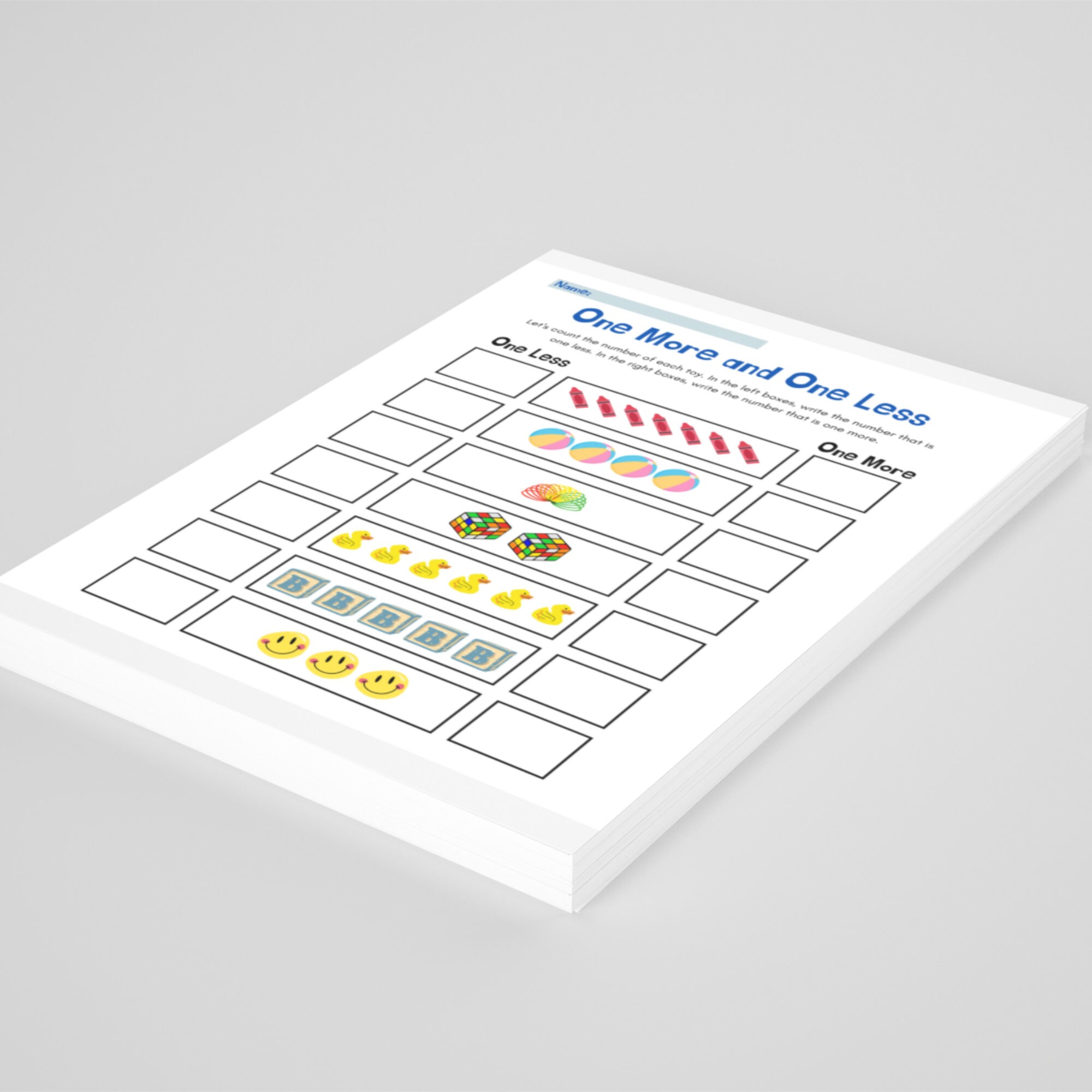 20 Printable One More & One Less Worksheets, Number Writing Practice ...