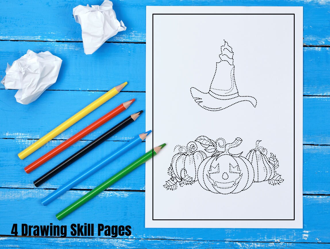 18 Halloween Digital Download Coloring Pages, Connect the Dot, Drawing ...