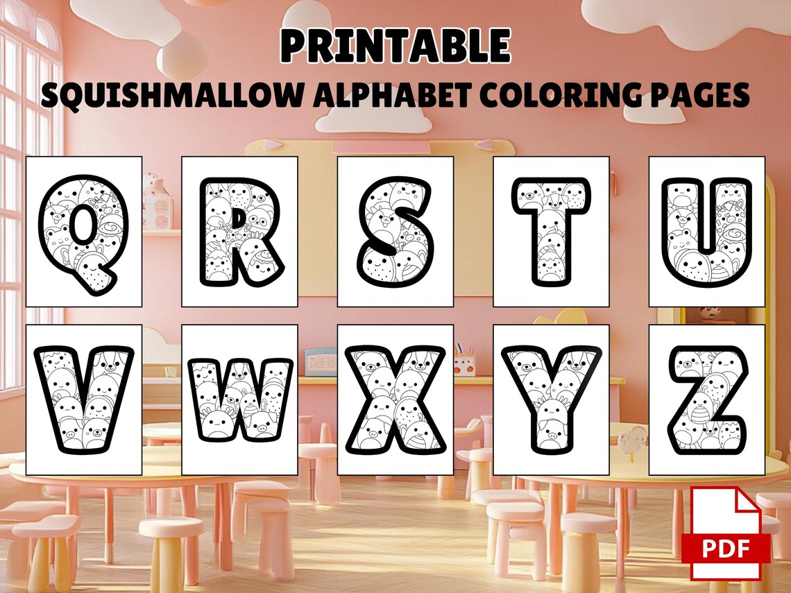 Squishmallow Printable Alphabet Coloring Activity Sheet - Kids Birthday ...