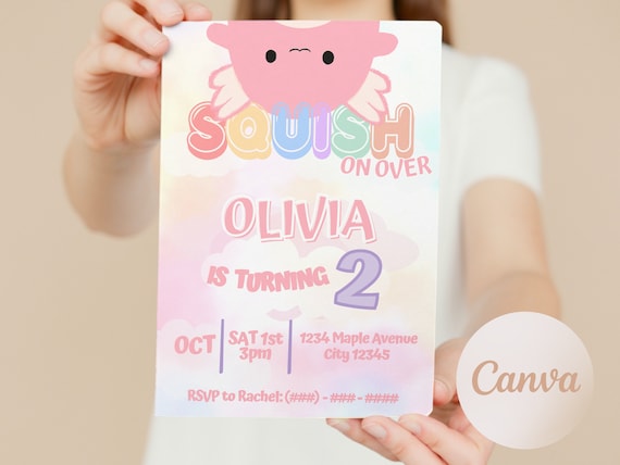 Squishmallow Birthday Invitation Customizable Kids Birthday - Etsy