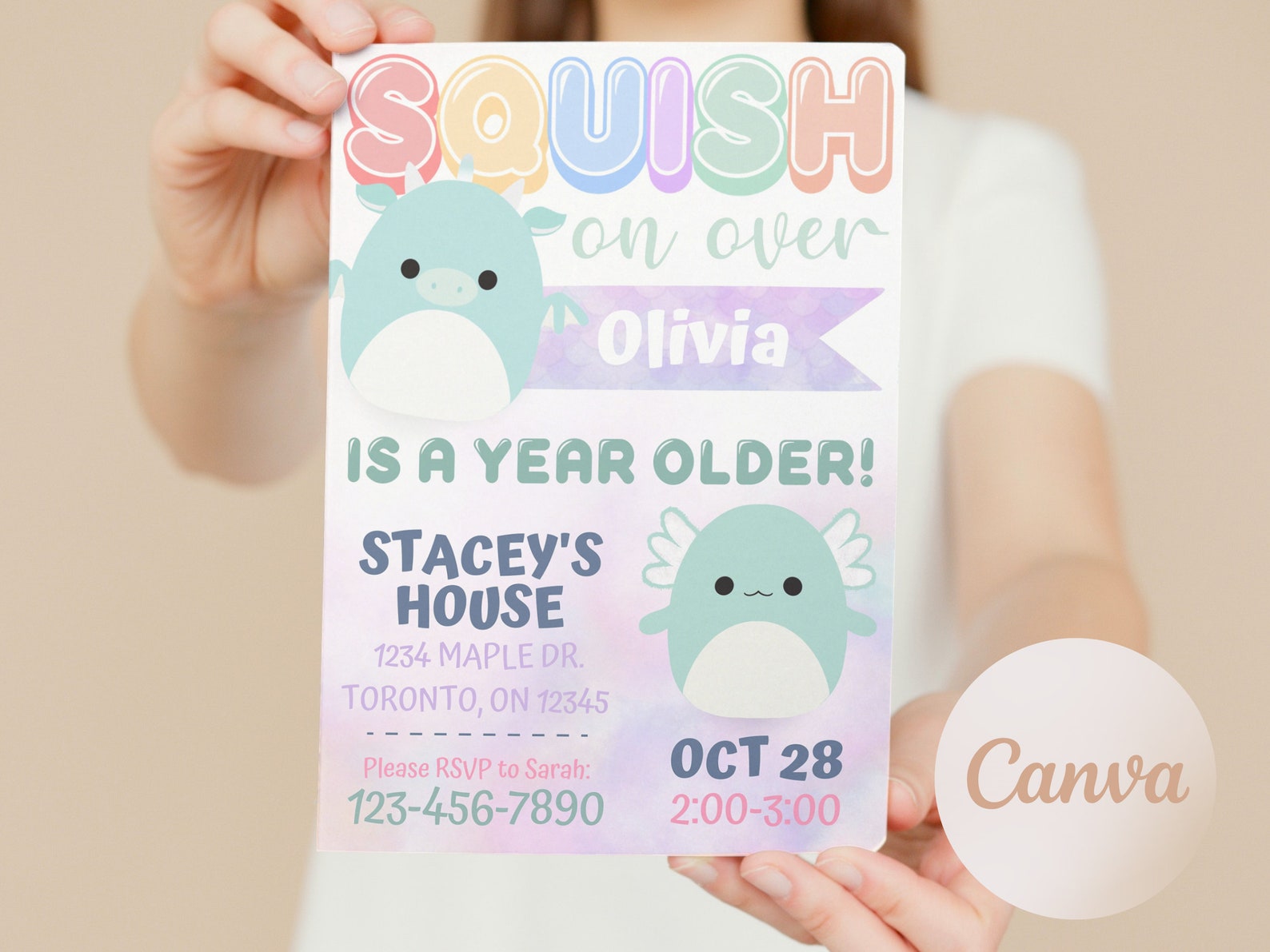 Squishmallow Birthday Invitation - Customizable Kids Birthday Party ...