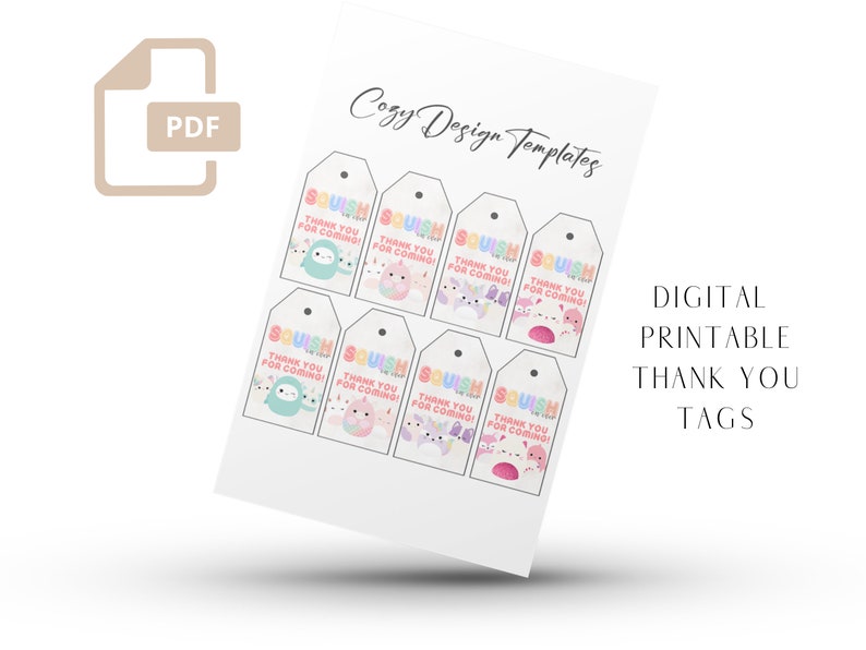 Squishmallow Printable Thank You Tags - Kids Birthday Party Favor ...