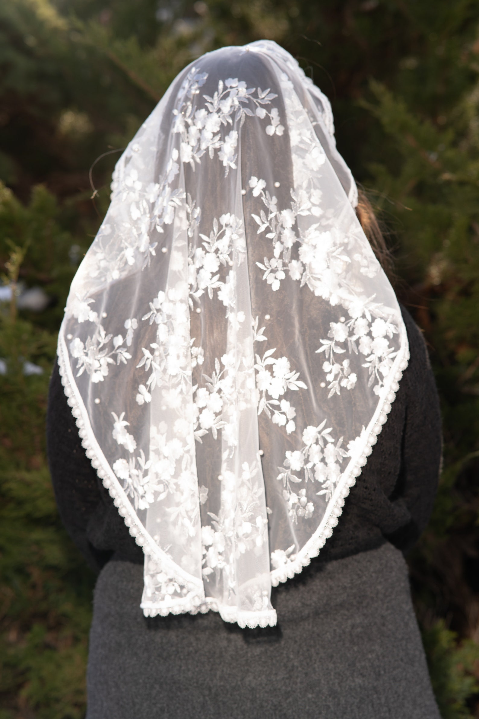 St. Thereses Winter Roses Large Princess Veil Our Lady of Lourdes ...