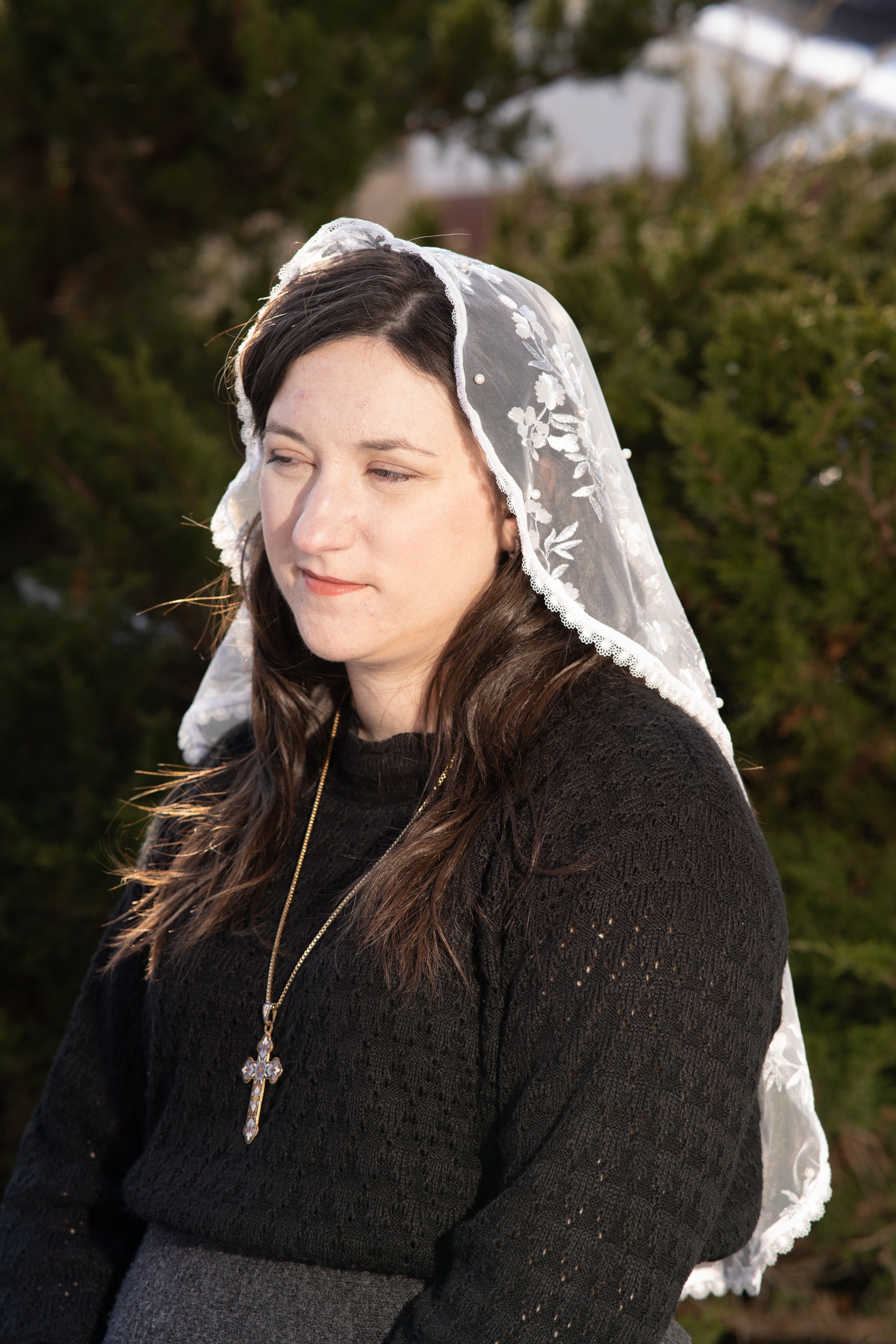 St. Thereses Winter Roses Large Princess Veil Our Lady of Lourdes ...