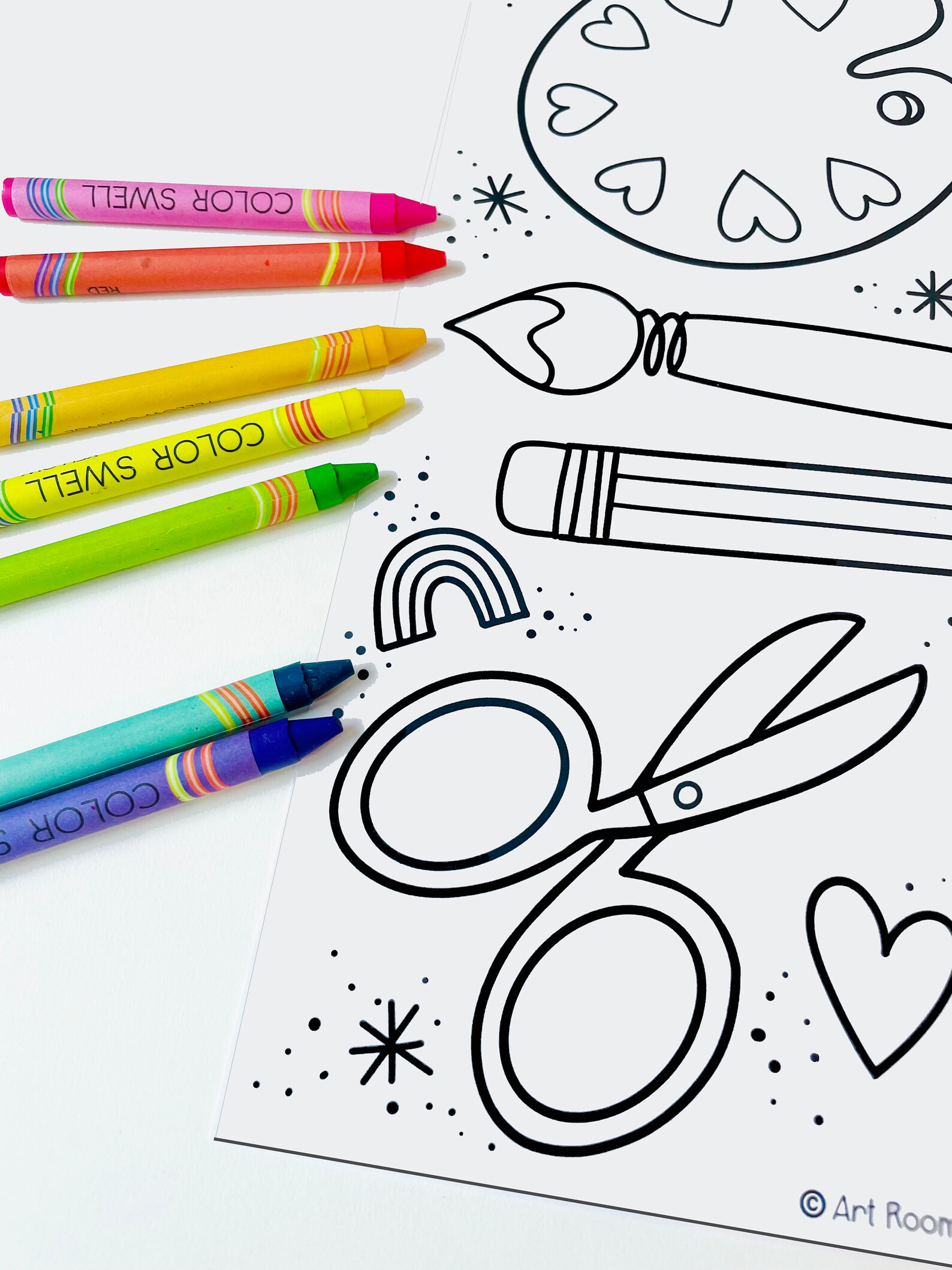 Art Birthday Party|art Birthday Party Coloring Sheet| Art Party| Kids ...