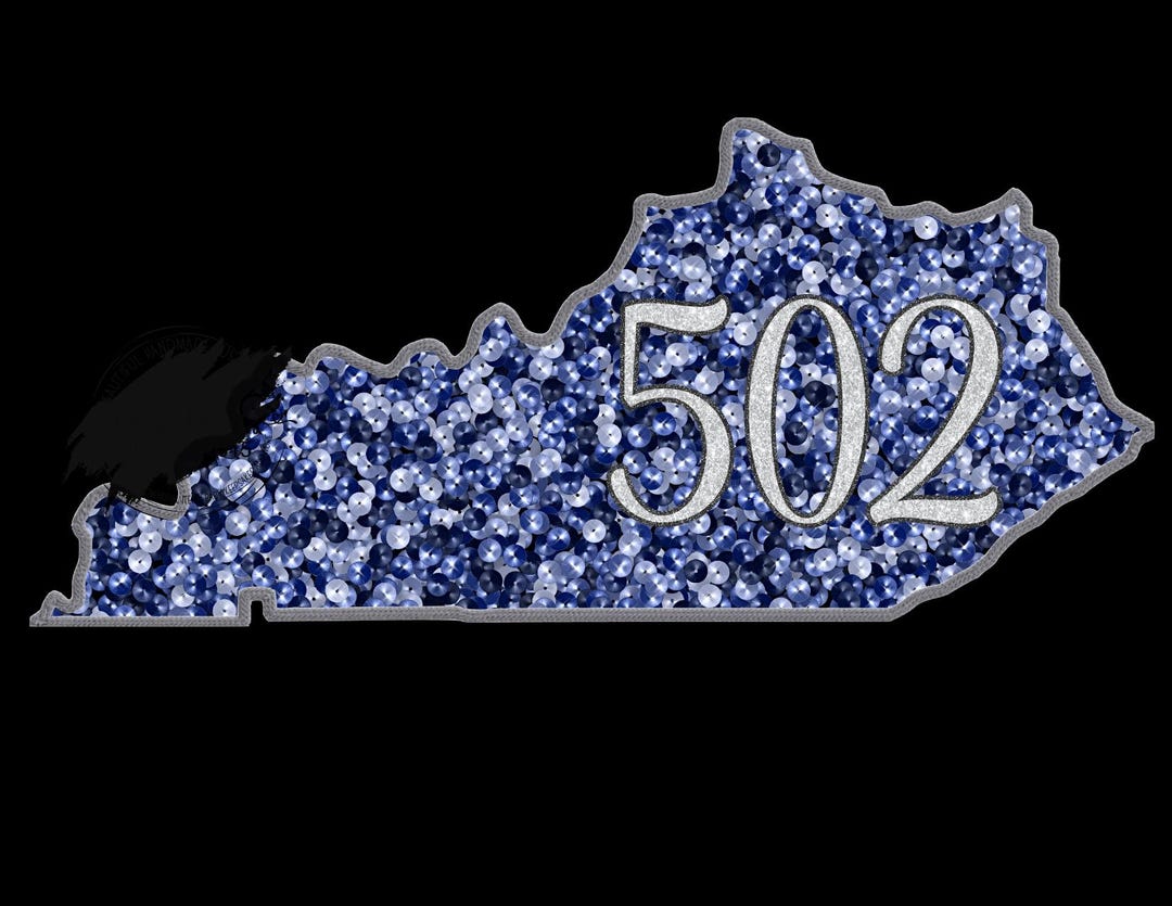 Blue KY Faux Sequins, Faux Embroidery 502 Area Code - Etsy