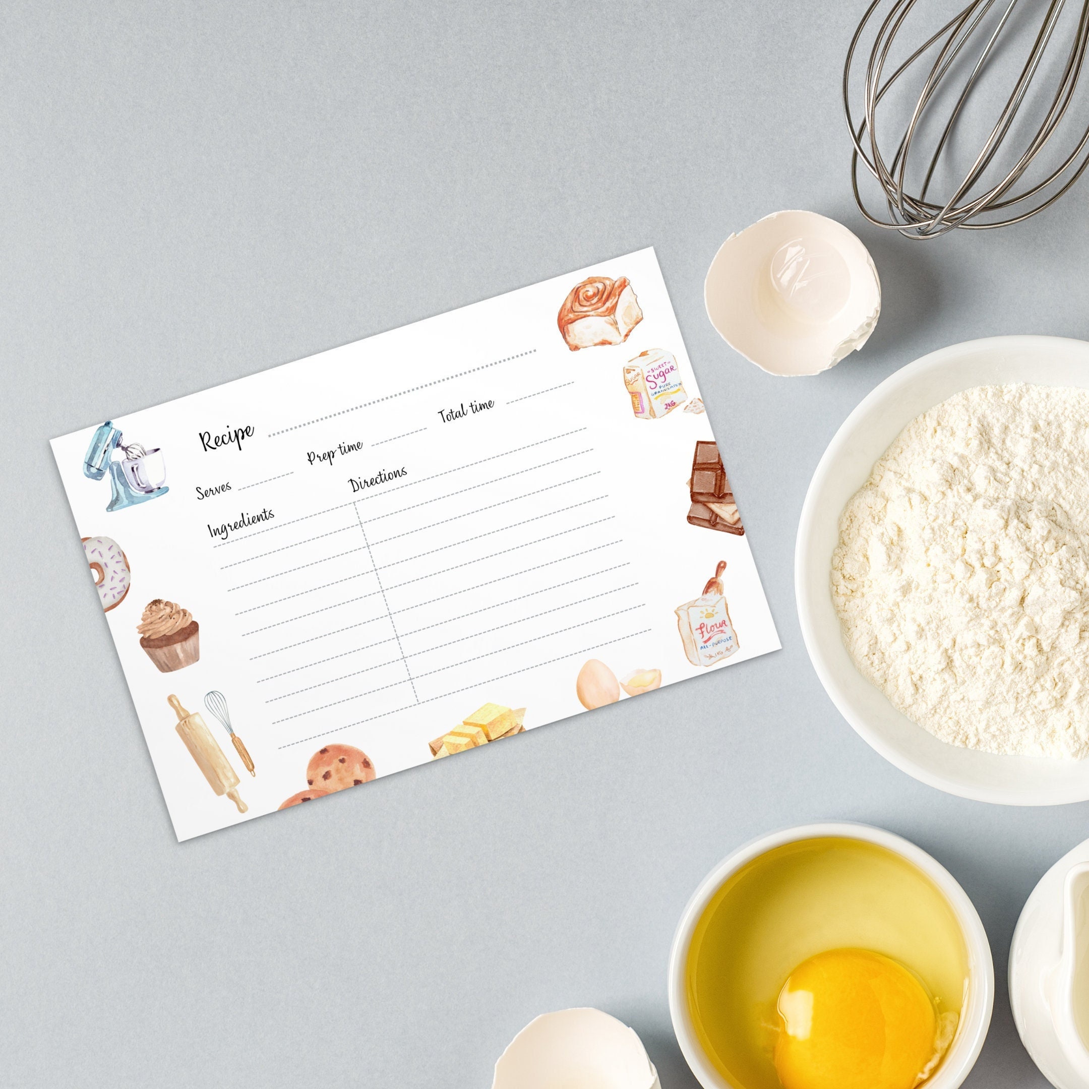 Printable Dessert Recipe Card Template - Etsy