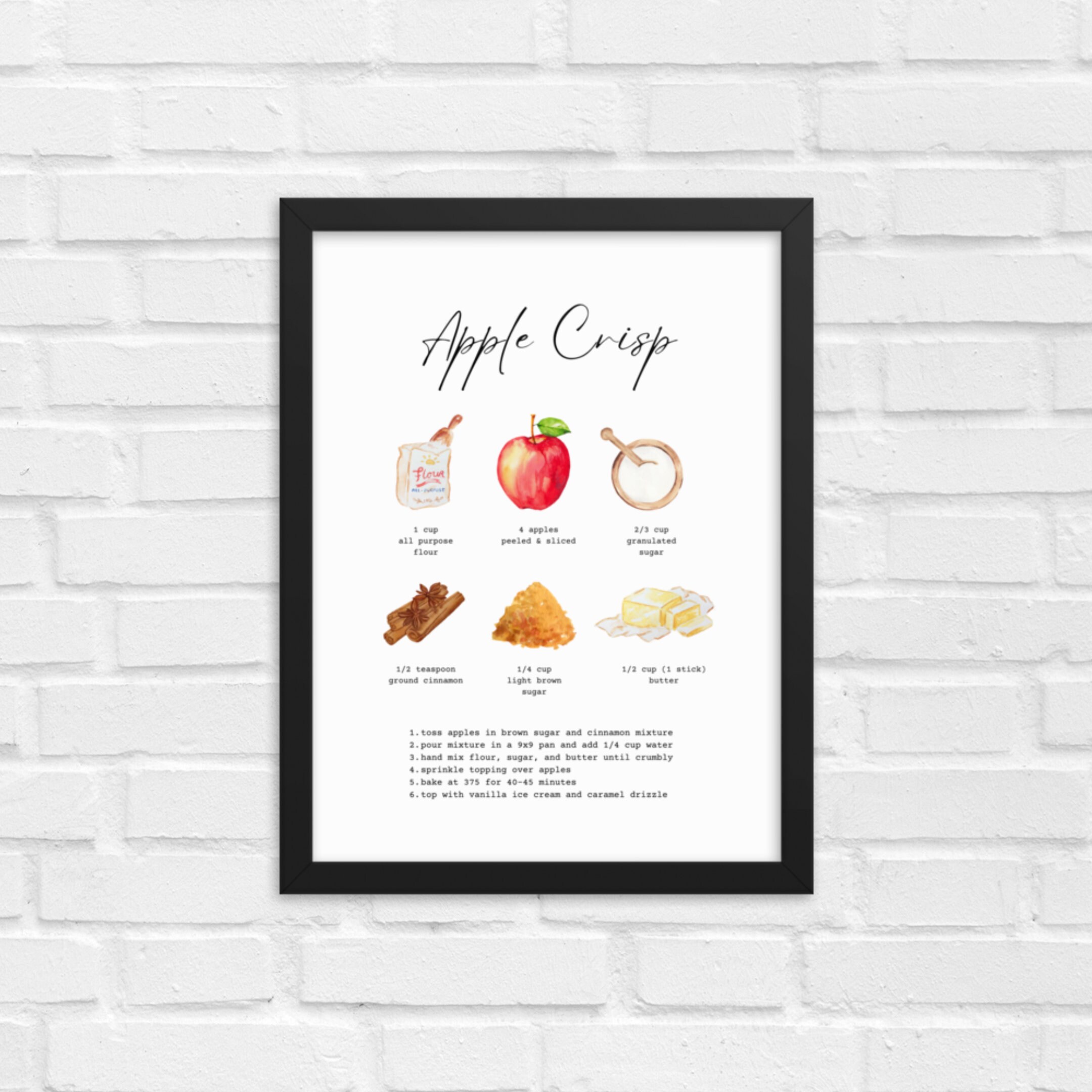 Poster Apple Crisp Recipe Autumn Wall Decor Instant Downlod - Etsy Canada