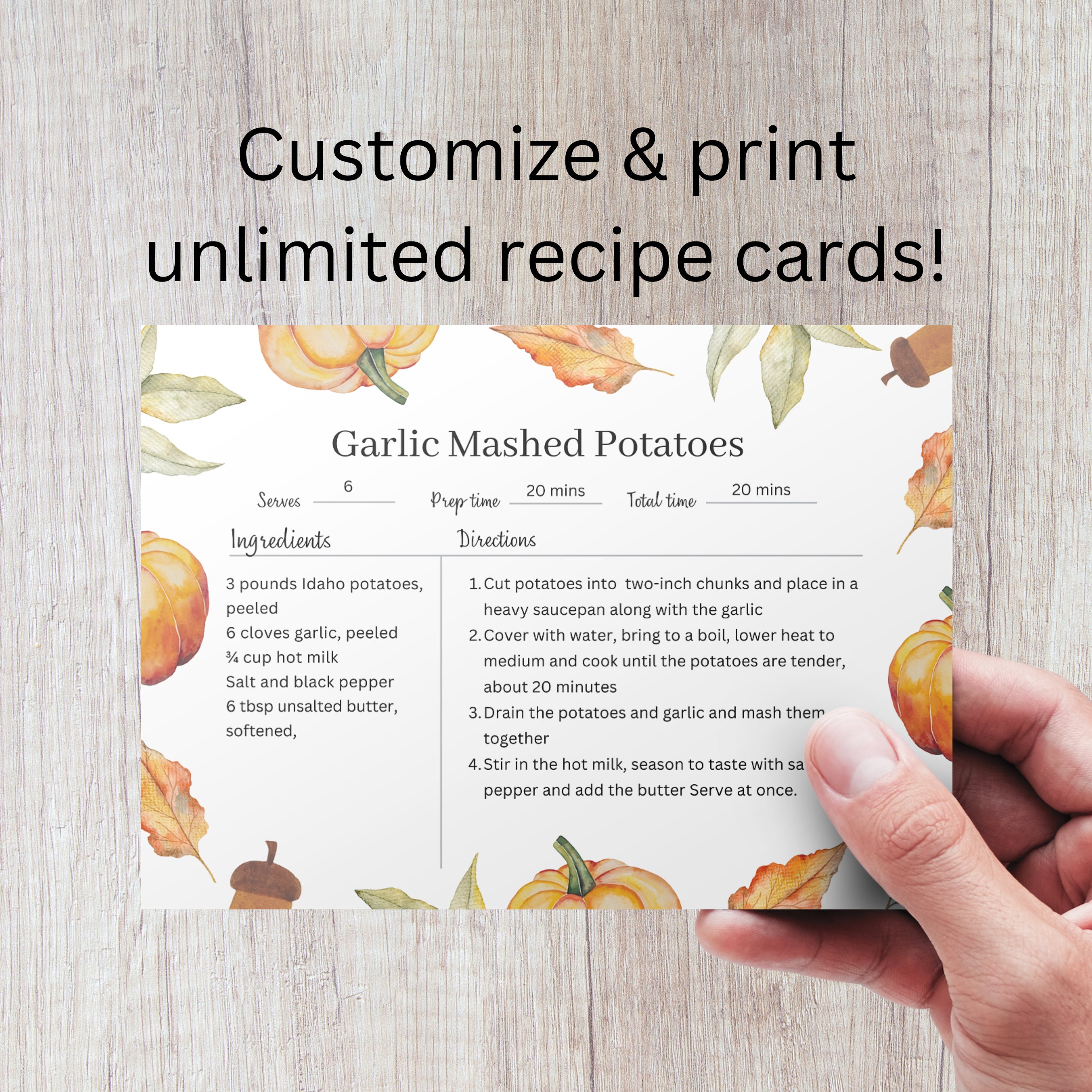 Printable Thanksgiving Recipe Card Template - Etsy