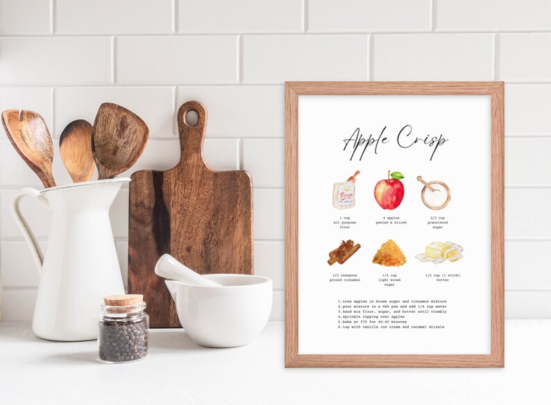 Poster Apple Crisp Recipe Autumn Wall Decor Instant Downlod - Etsy Canada