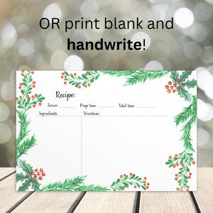 Editable Holiday Recipe Card Template - Etsy