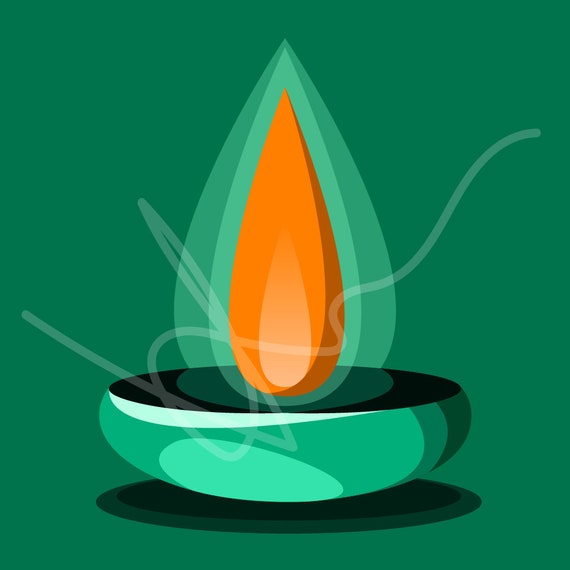 Diwali Diya Green PNG SVG PDF Jpg Digital Download - Etsy