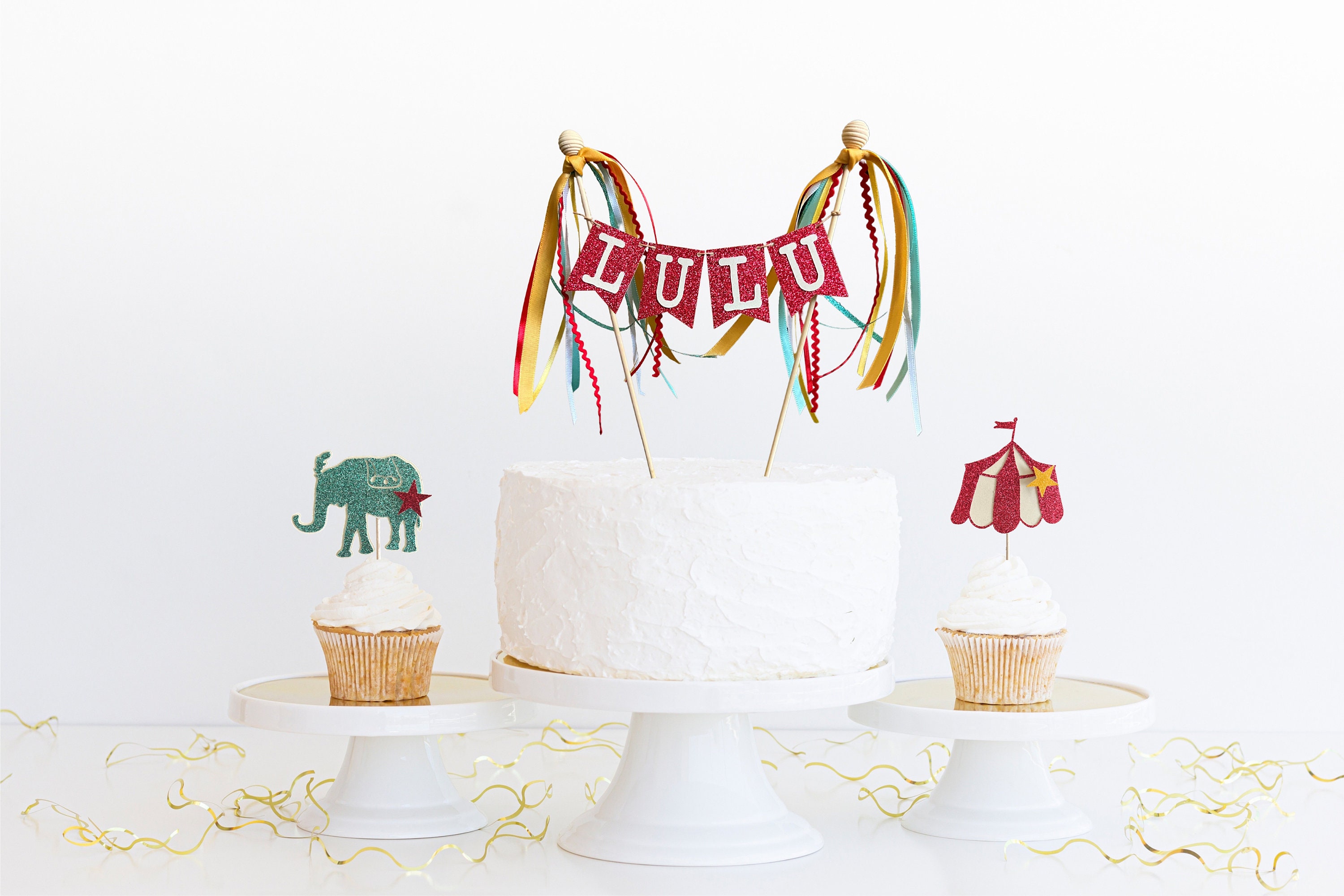Circus Cupcake Toppers and Name Cake Banner Bundle, Carnival Cupcake ...