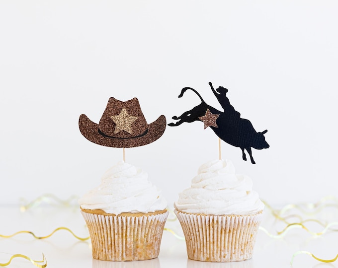 Bull Head Cupcake Toppers, Western Party Decor, Bull Party Decor ...