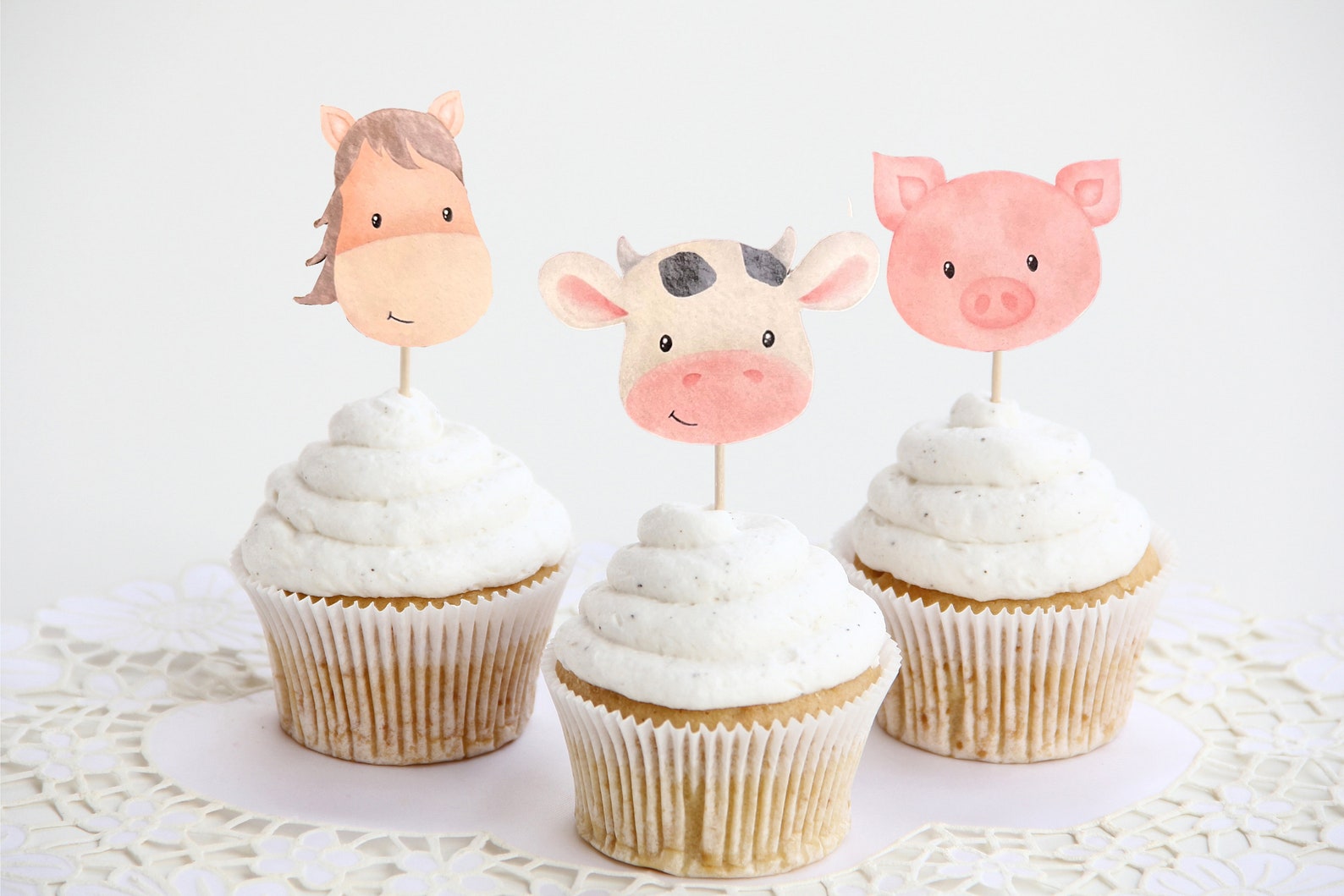 Farm Animal Cupcake Toppers Cow Cupcake Toppers Farm - Etsy