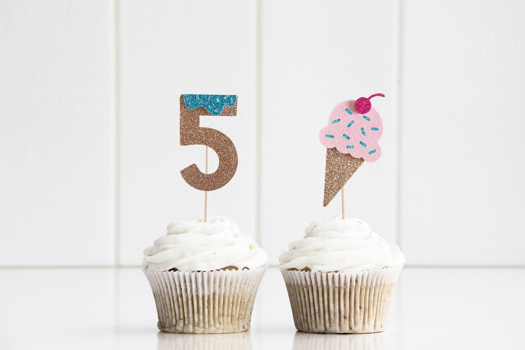 Ice Cream Themed Birthday Cupcake Toppers, Ice Cream Social Toppers ...