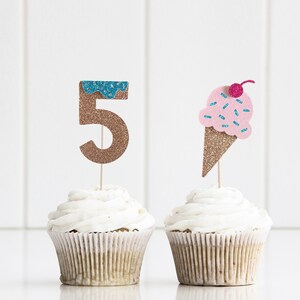 Ice Cream Themed Birthday Cupcake Toppers, Ice Cream Social Toppers ...