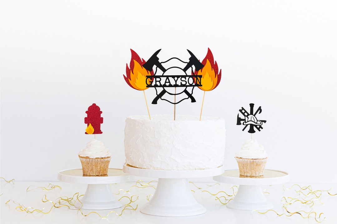Firefighter Cake Topper, Firefighter Themed Birthday, Firefighter ...