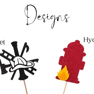 12 Firefighter Cupcake Toppers, Fire Hydrant Toppers, Fire Department ...
