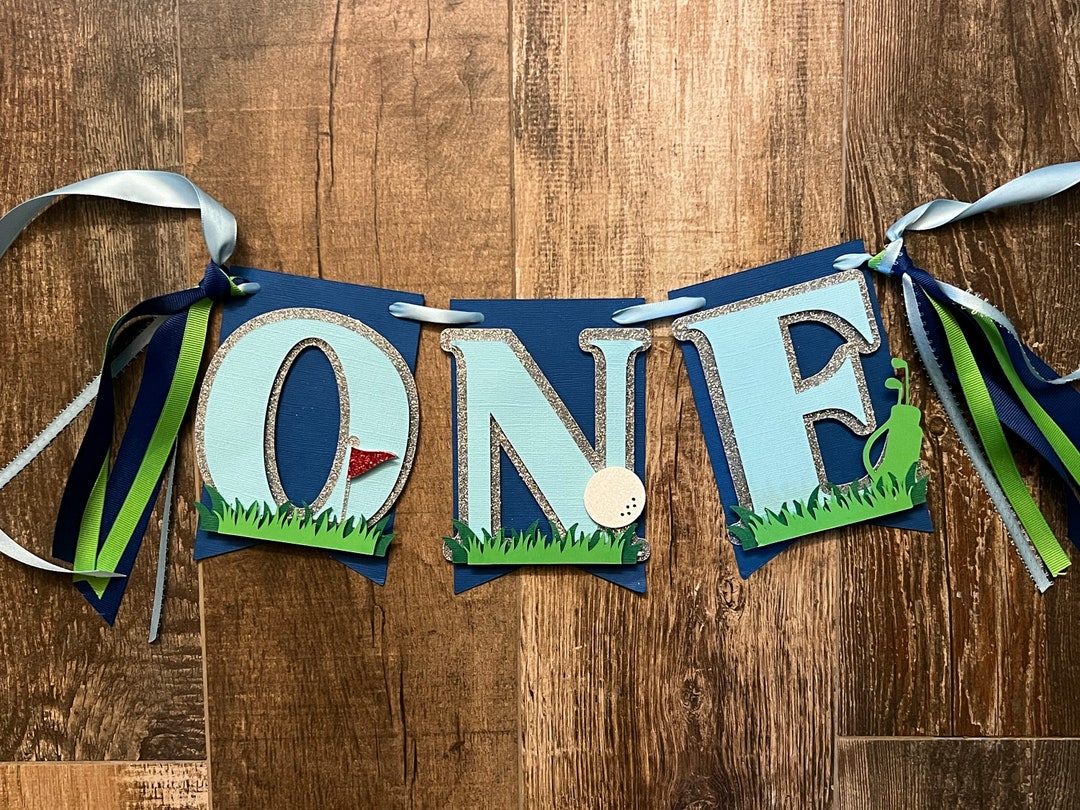Hole in ONE Birthday Highchair Banner, Golf Theme First Birthday, Golf ...