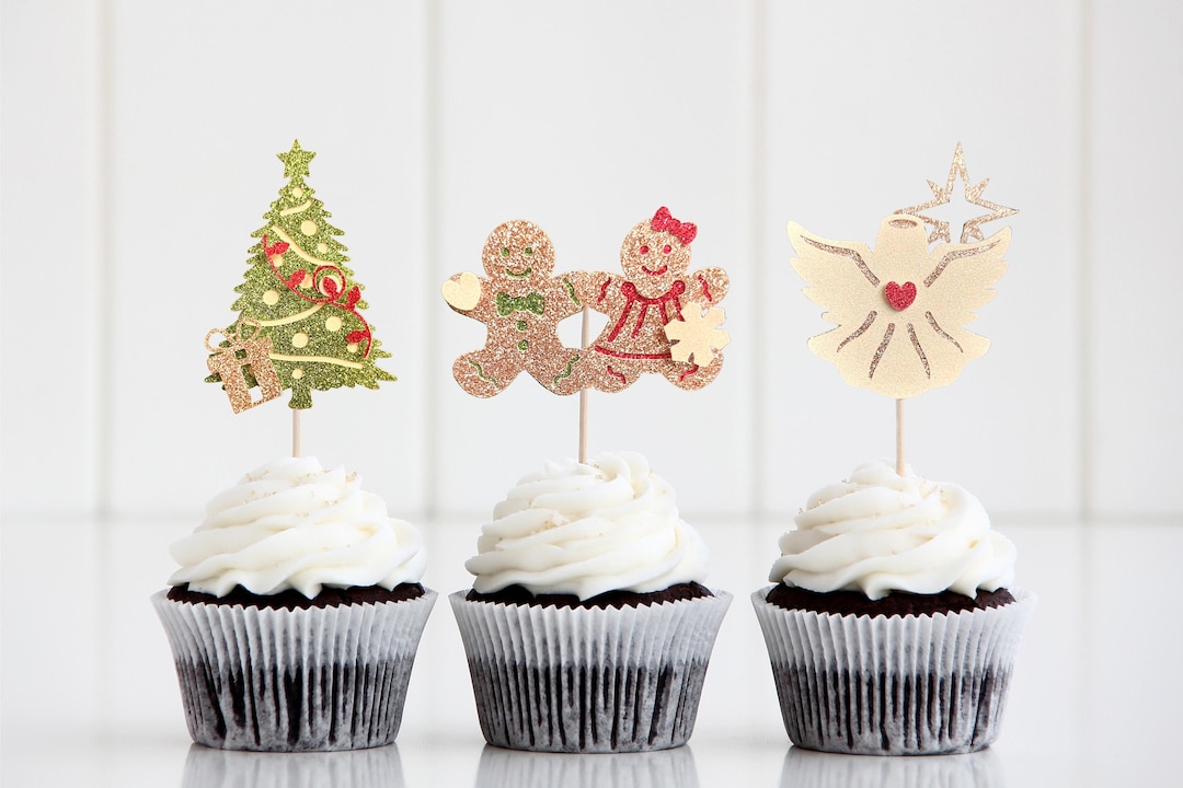 12 Christmas Cupcake Toppers, Holiday Cake Decor, Christmas Charcuterie ...