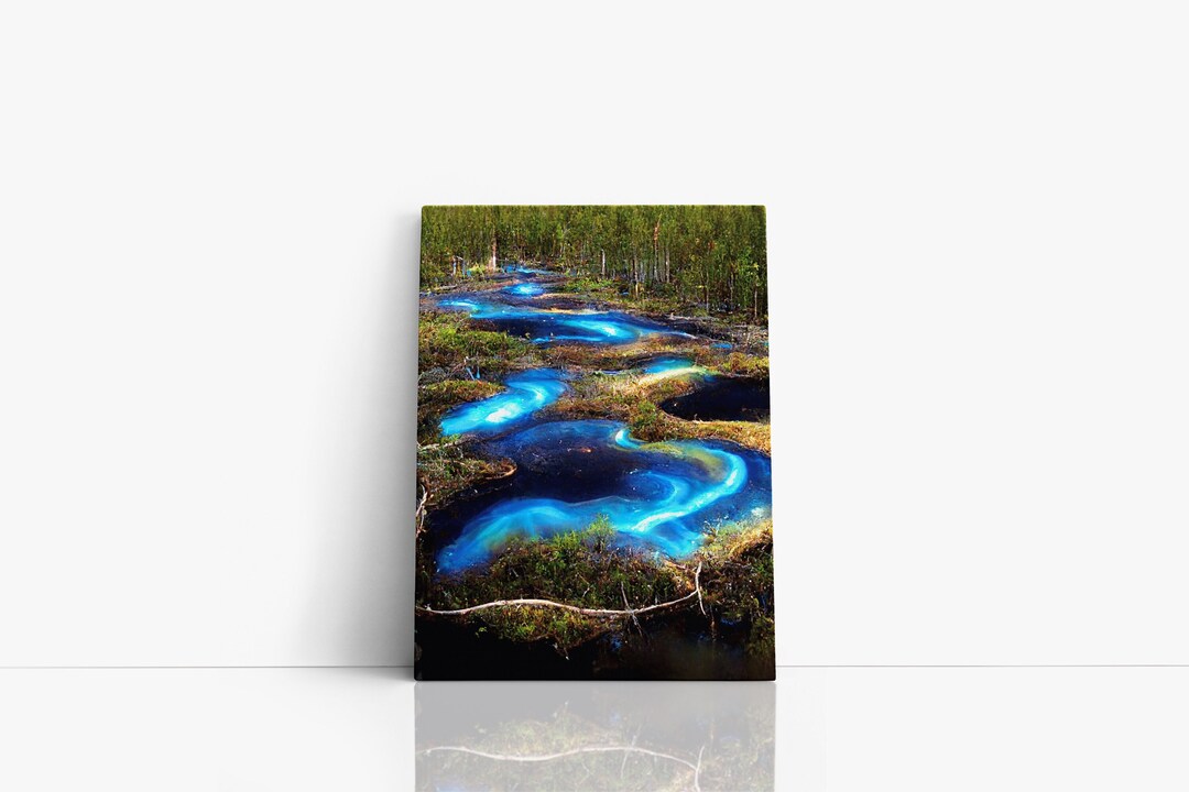 Magical Blue River Art Arctic Region Forest Landscape - Etsy