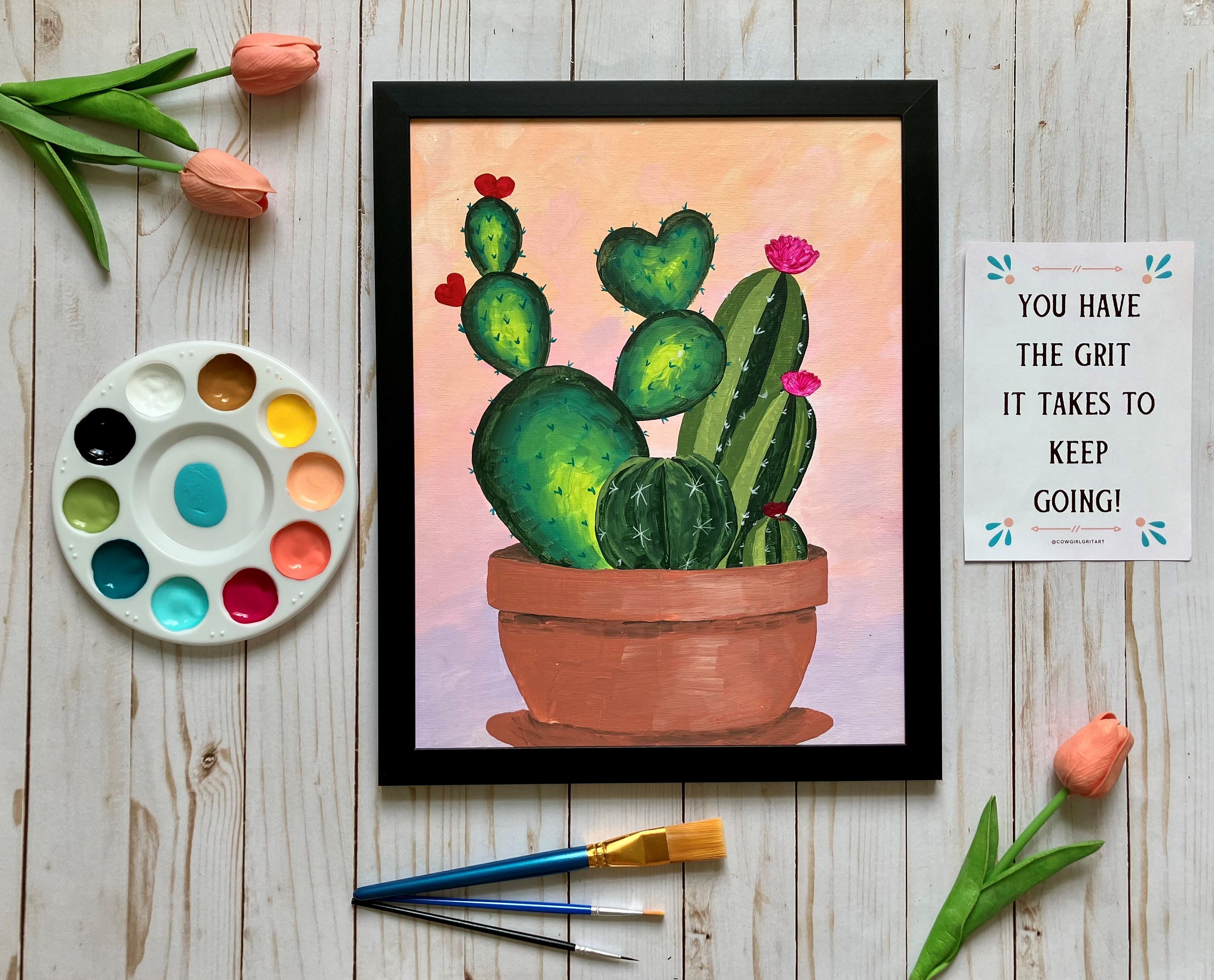 Prickle Me Pink Cactus Succulent Painting Kit Art Kit Family Activity ...