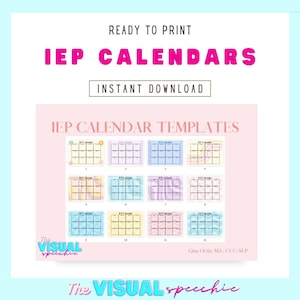 IEP Calendar Pack Colorful Calendar Resource for Therapists, Educators, Special Education ...