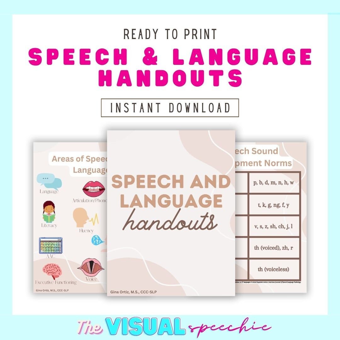 Speech & Language Handouts for Speech Pathologists, Parents, Special ...