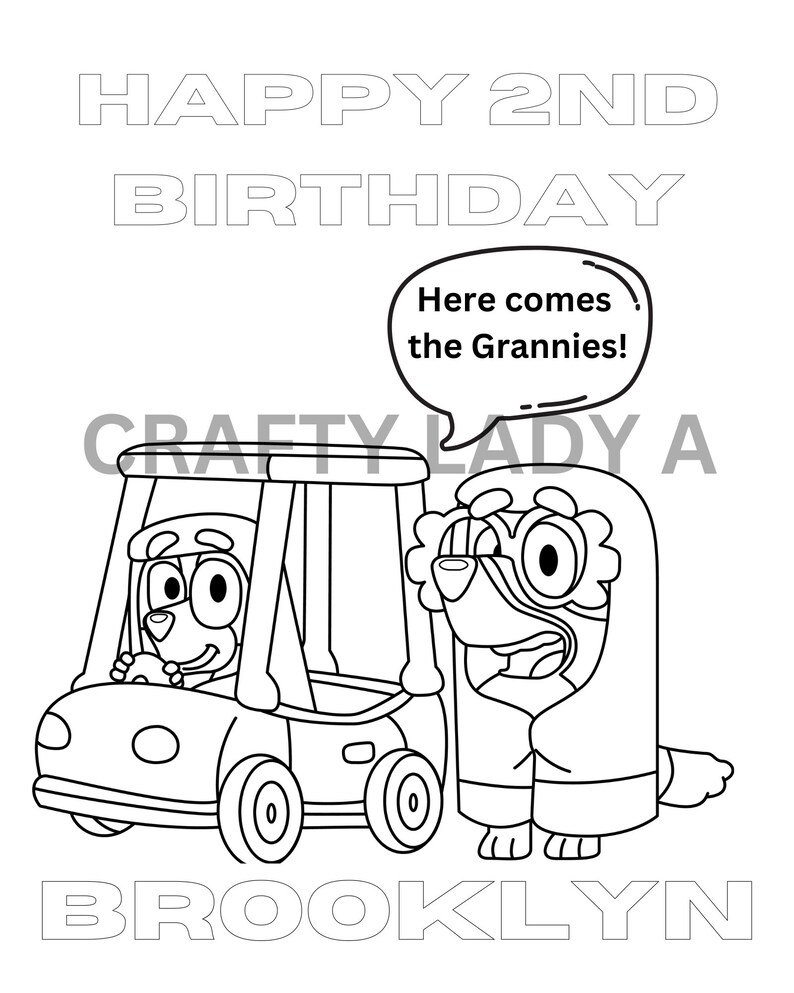 Bluey Birthday Party Favors, Bluey Personalized Coloring Pages, Bluey ...