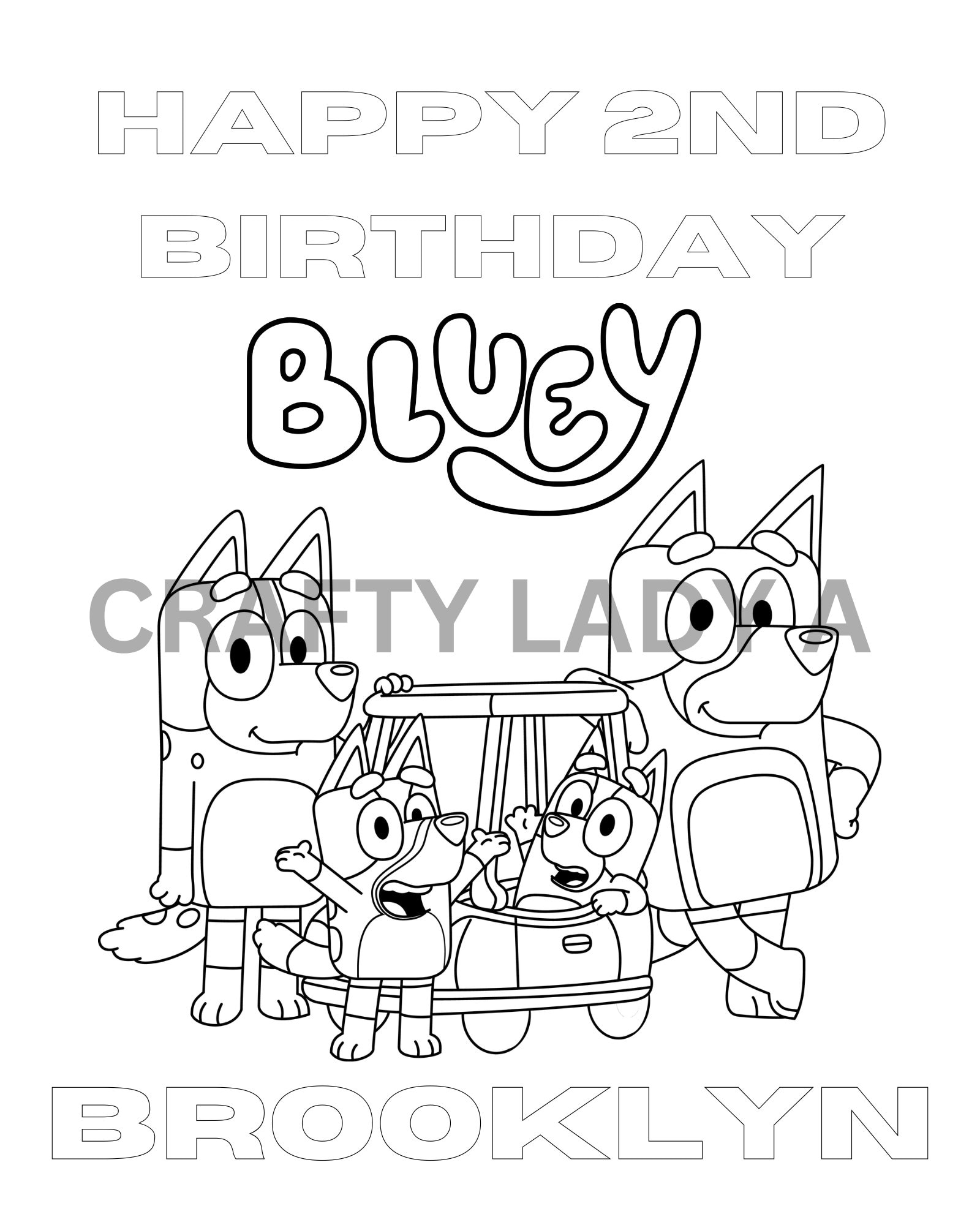 Bluey Birthday Party Favors, Bluey Personalized Coloring Pages, Bluey ...