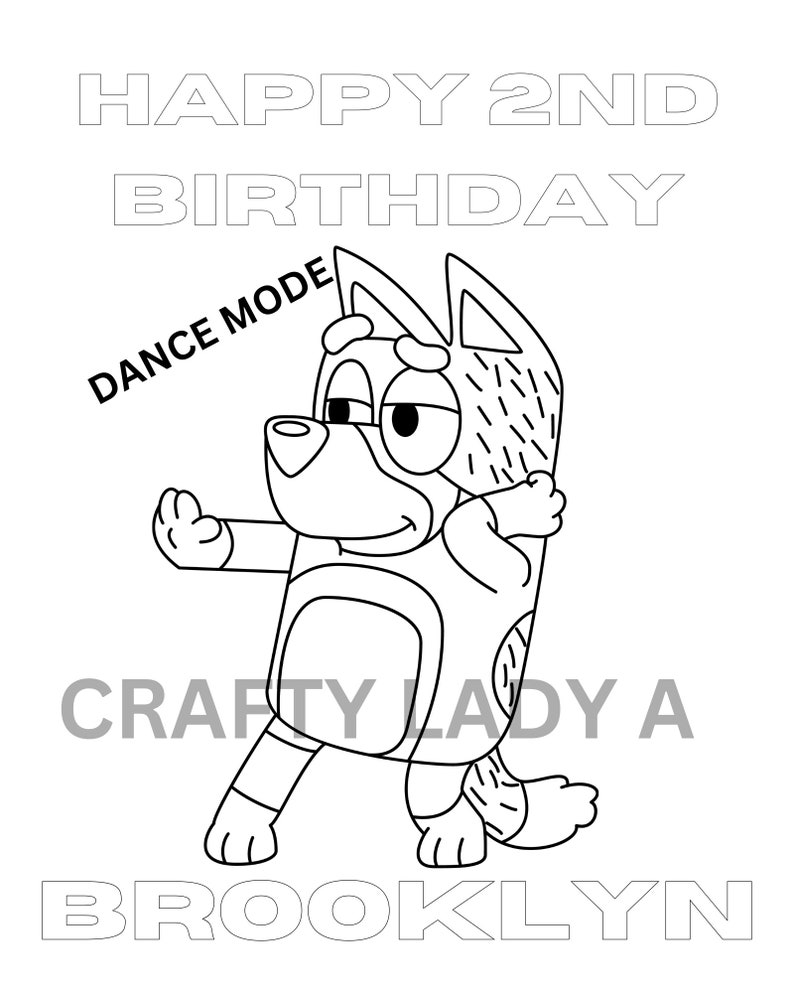 Bluey Birthday Party Favors, Bluey Personalized Coloring Pages, Bluey ...