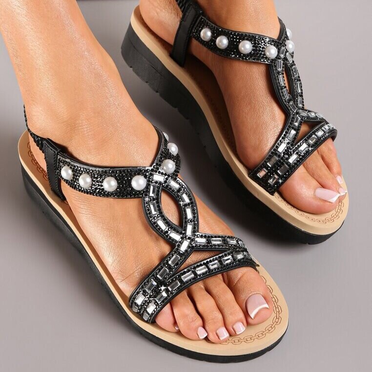 Lisa Sandals With Elastic Band and Belt With Jazar Crystals - Etsy UK