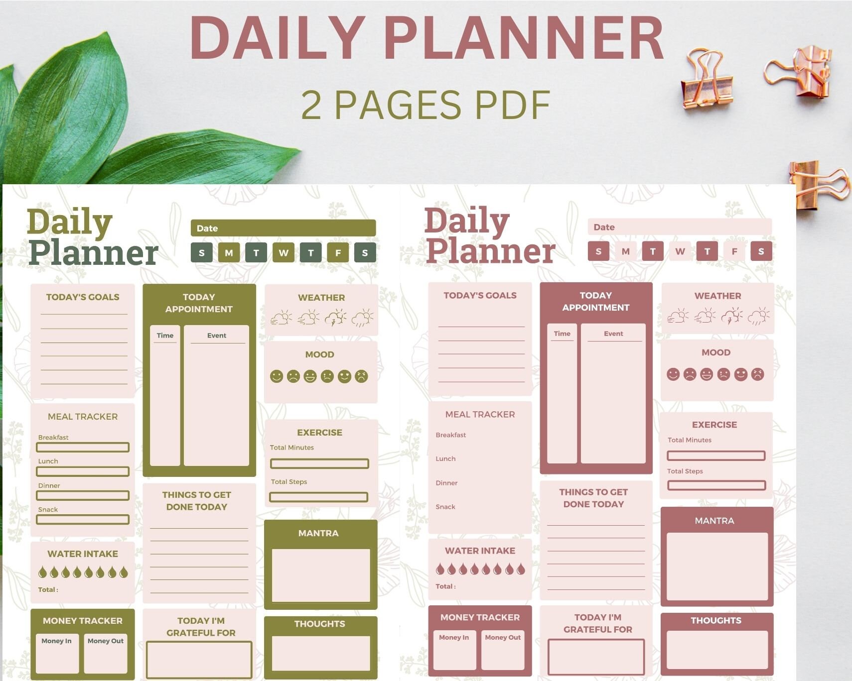 Printable Daily Planner | Digital Daily Planner | to Do List | Budget ...