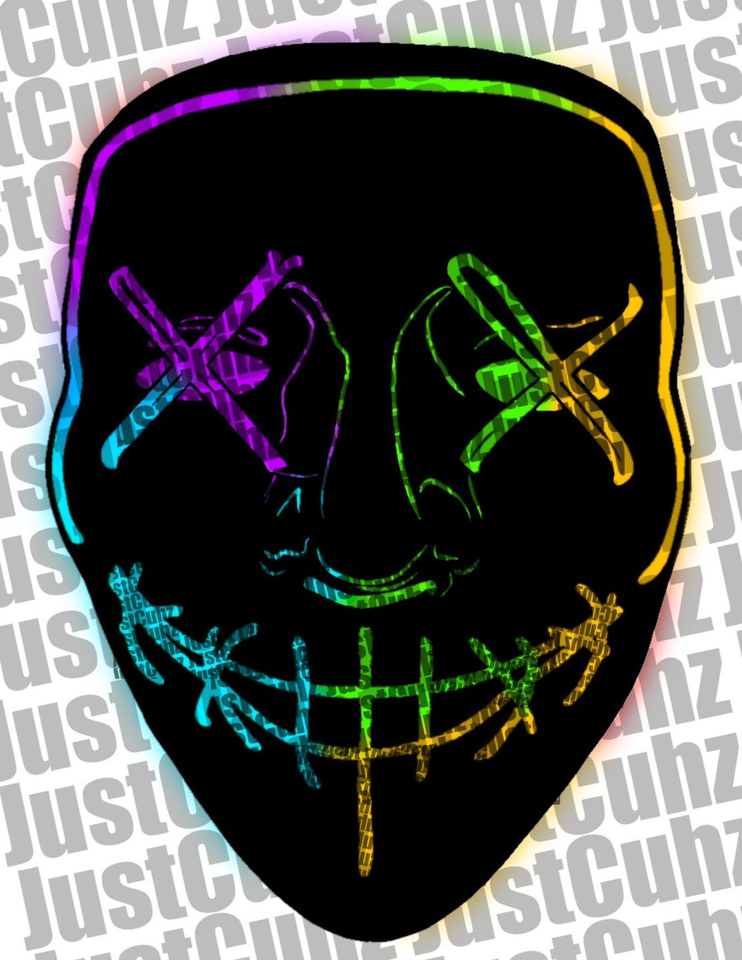 Purge Mask Neon PNG | Halloween Horror Graphic Design | Retro Halloween ...