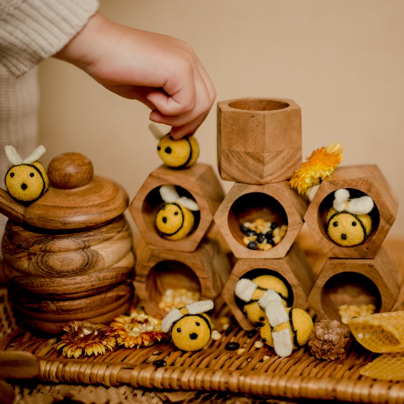 Wooden Bee Hive Sorting & Stacking Toys for Toddlers - Bee Toy ...