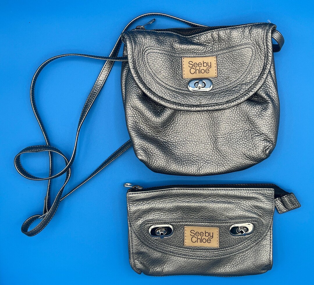 Vintage See by Chloe Crossbody Silver Handbag With Matching Purse - Etsy