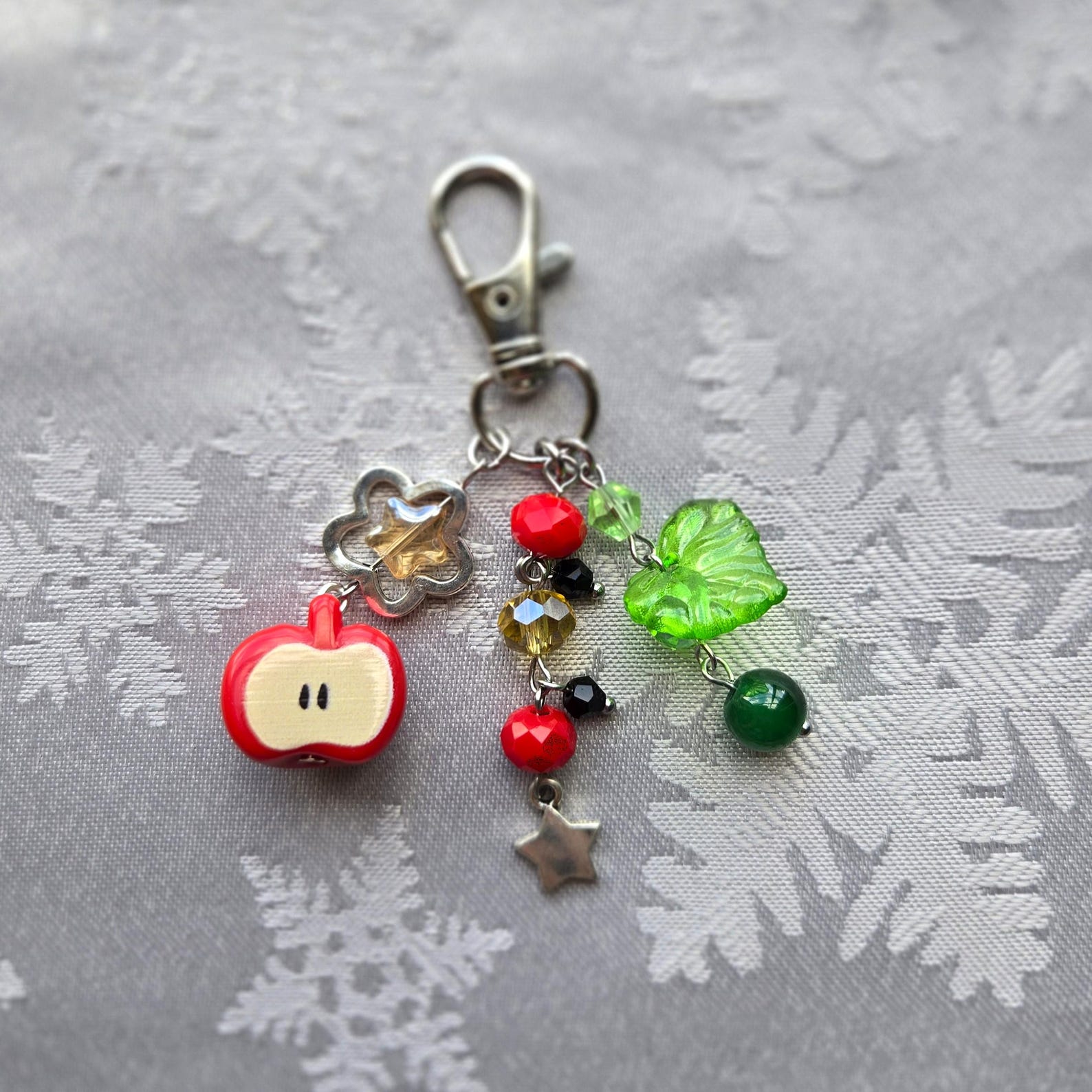 Apple Core Beaded Keychain : Y2k Fruit Bag Charm Accessory - Etsy