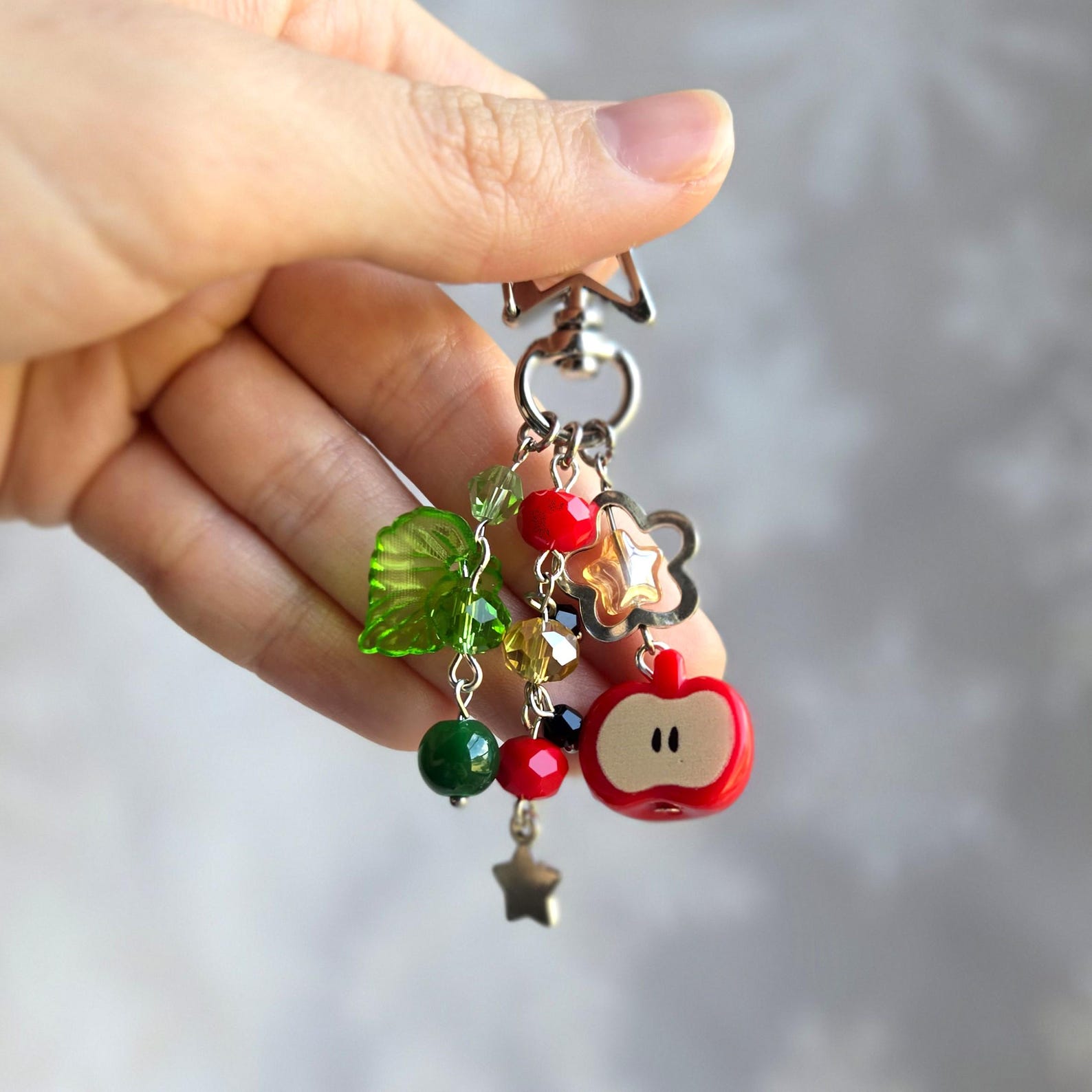 Apple Core Beaded Keychain : Y2k Fruit Bag Charm Accessory - Etsy