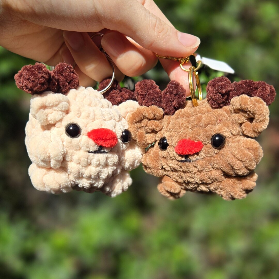 Crochet Reindeer Ornament and Keychain Cute Christmas Crochet Rudolph ...