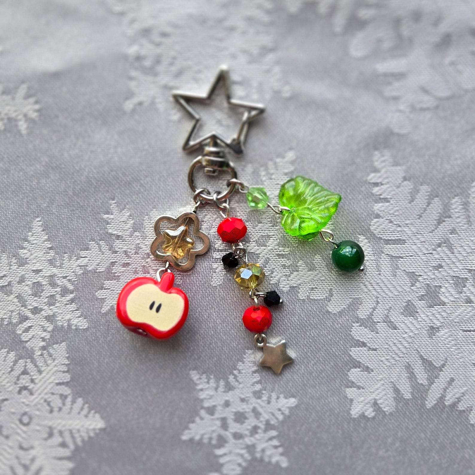 Apple Core Beaded Keychain : Y2k Fruit Bag Charm Accessory - Etsy