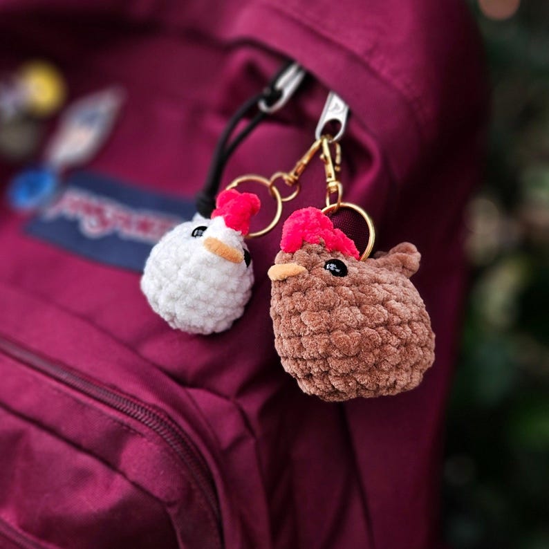 Mini Chicken Keychain Crochet Amigurumi - Etsy