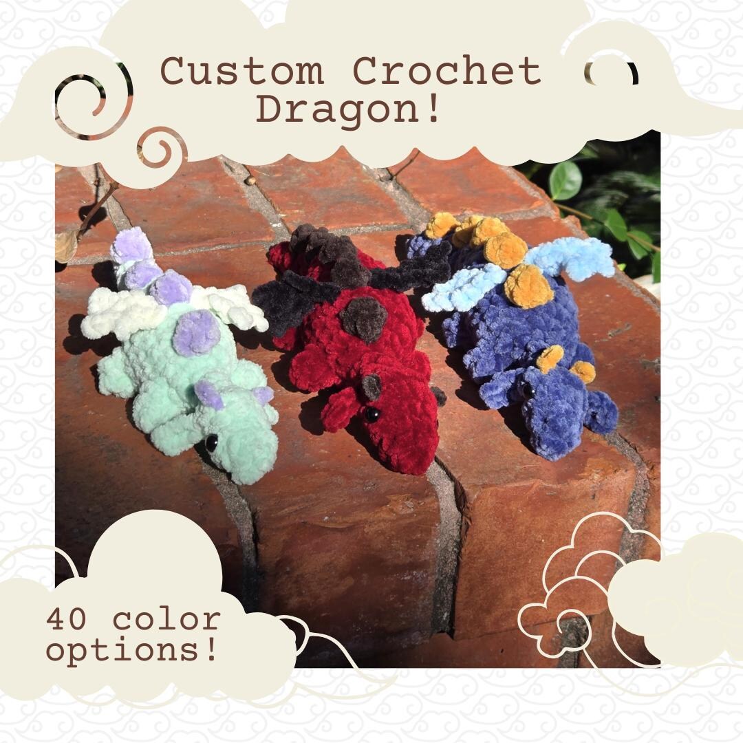Custom Crochet Mini Dragon Plushie | Handmade to Order, Choose Your ...