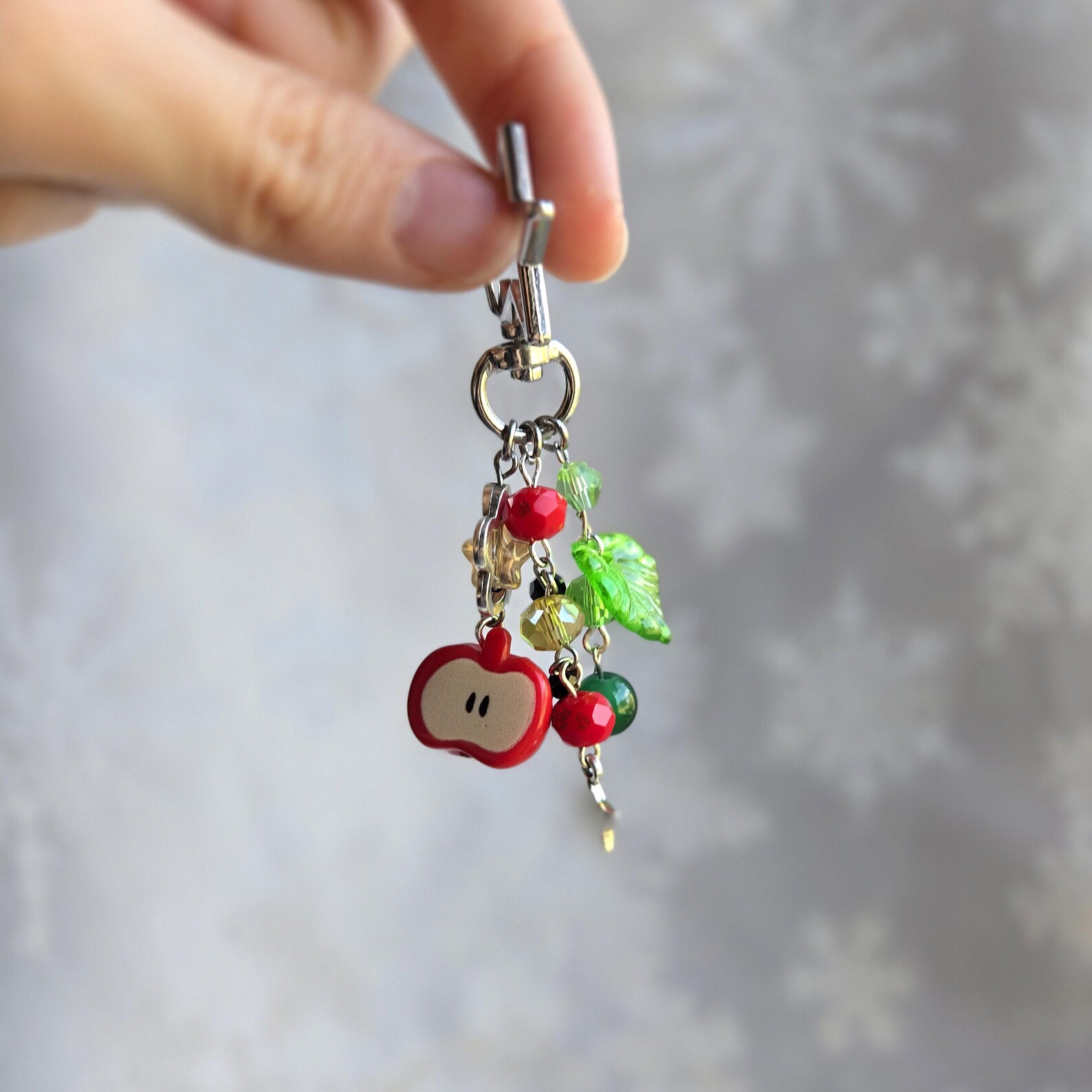 Apple Core Beaded Keychain : Y2k Fruit Bag Charm Accessory - Etsy