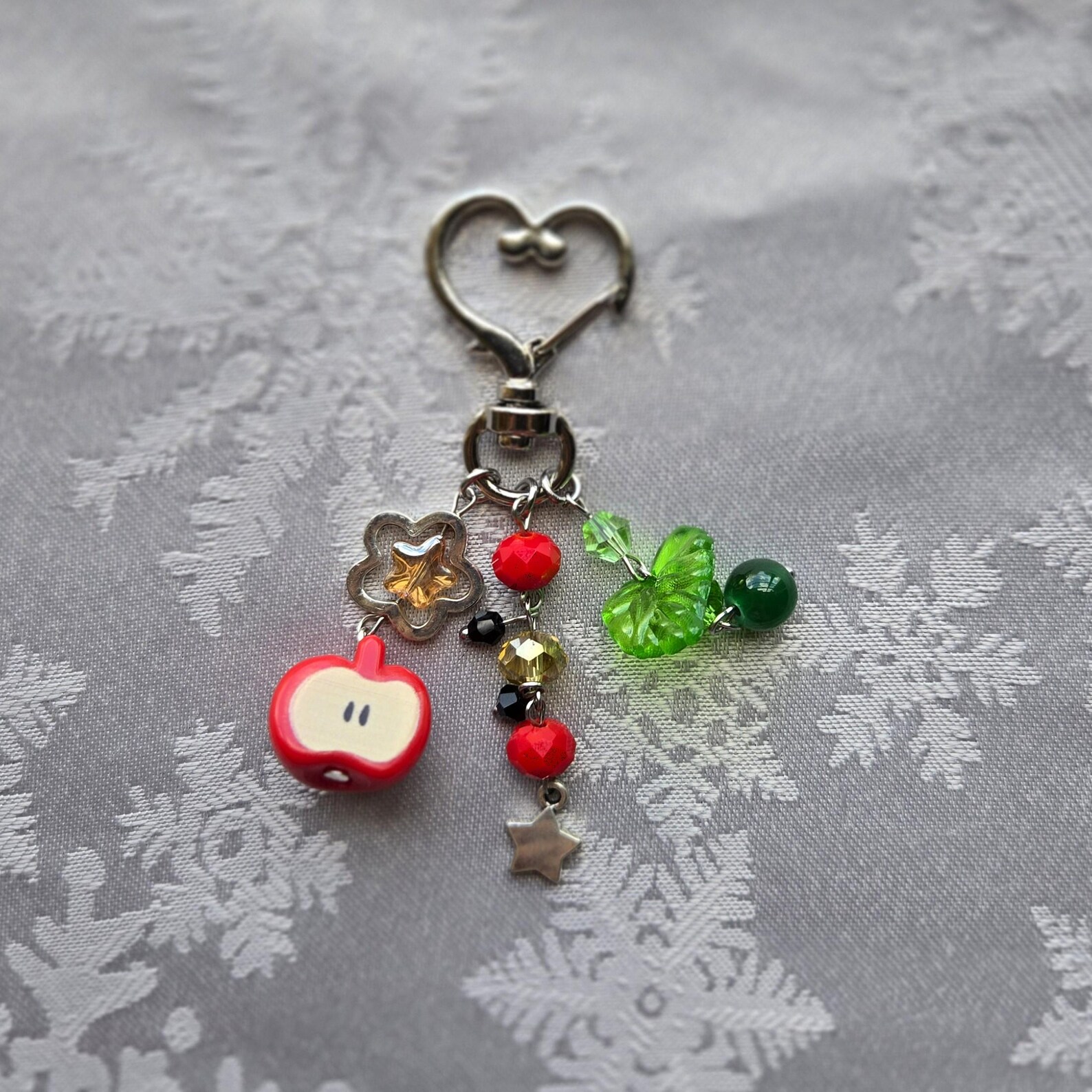 Apple Core Beaded Keychain : Y2k Fruit Bag Charm Accessory - Etsy