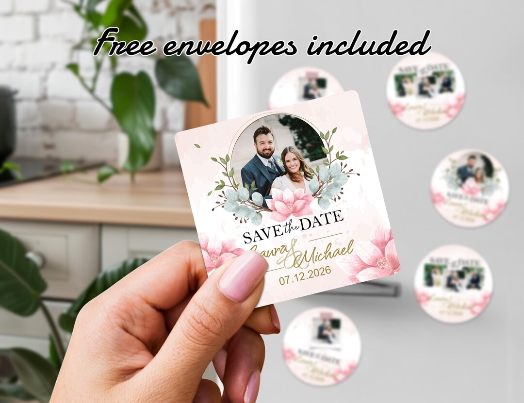Bulk Wedding Magnets With Photo/custom Save the Date Fridge Magnets ...