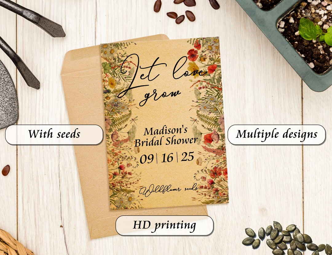 Let Love Grow Seed Packets Bridal Shower Seed Packet Wedding Favors ...