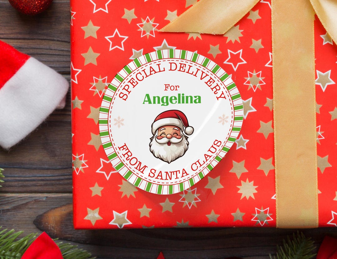 Personalized Christmas Name Stickers/santa Claus Gift Tag Stickers/from ...
