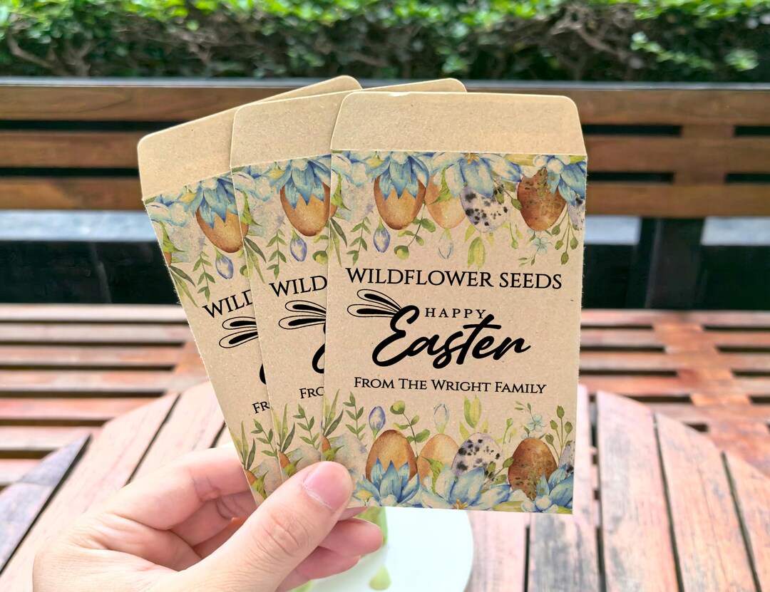 Happy Easter Wildflower Seed Packets, Custom Family Seed Packets in ...