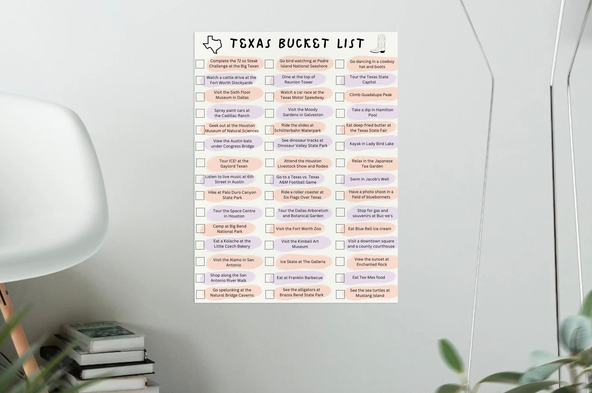 Texas Bucket List//pdf Instant Download - Etsy